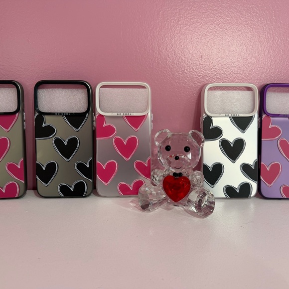 Cell Phones & Accessories | Heart Pattern Phone Case Set Black Pink ...